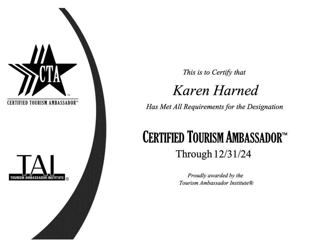 Certified Tourism Ambassador - Karen Harned